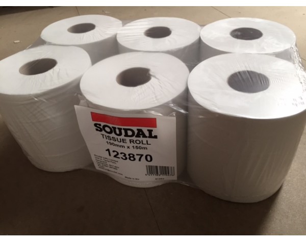 Paper roll 190mm x 150m white 2 ply (pack of 6)